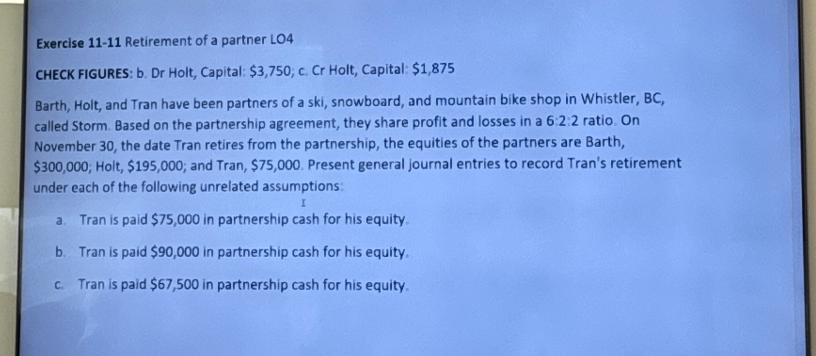 Solved Exercise 11 11 ﻿retirement Of A Partner Lo4check 