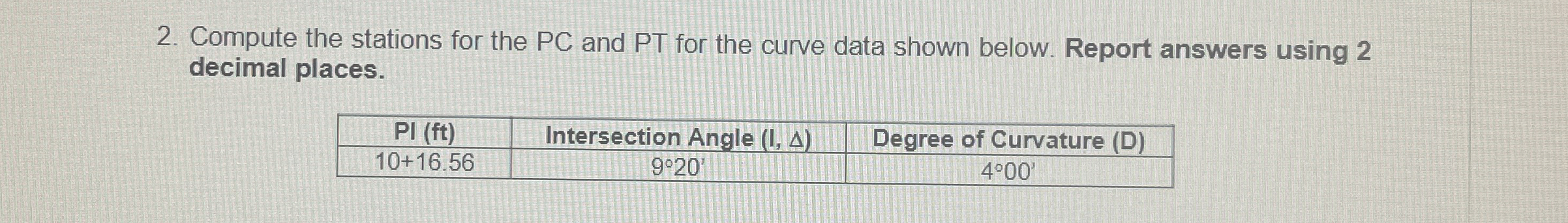 Solved Compute the stations for the PC and PT for the curve | Chegg.com