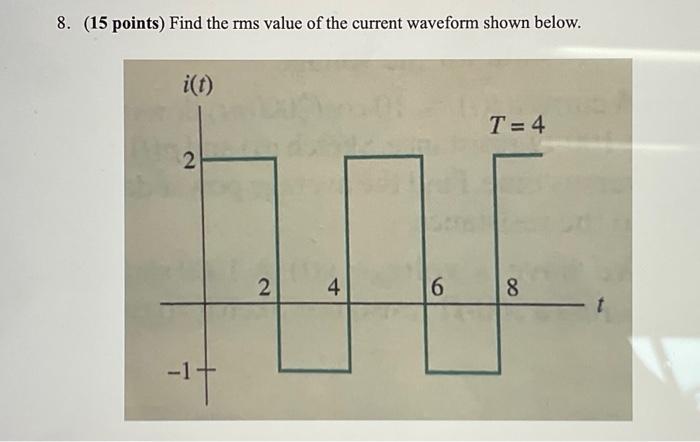 Solved 8. (15 points) Find the rms value of the current | Chegg.com