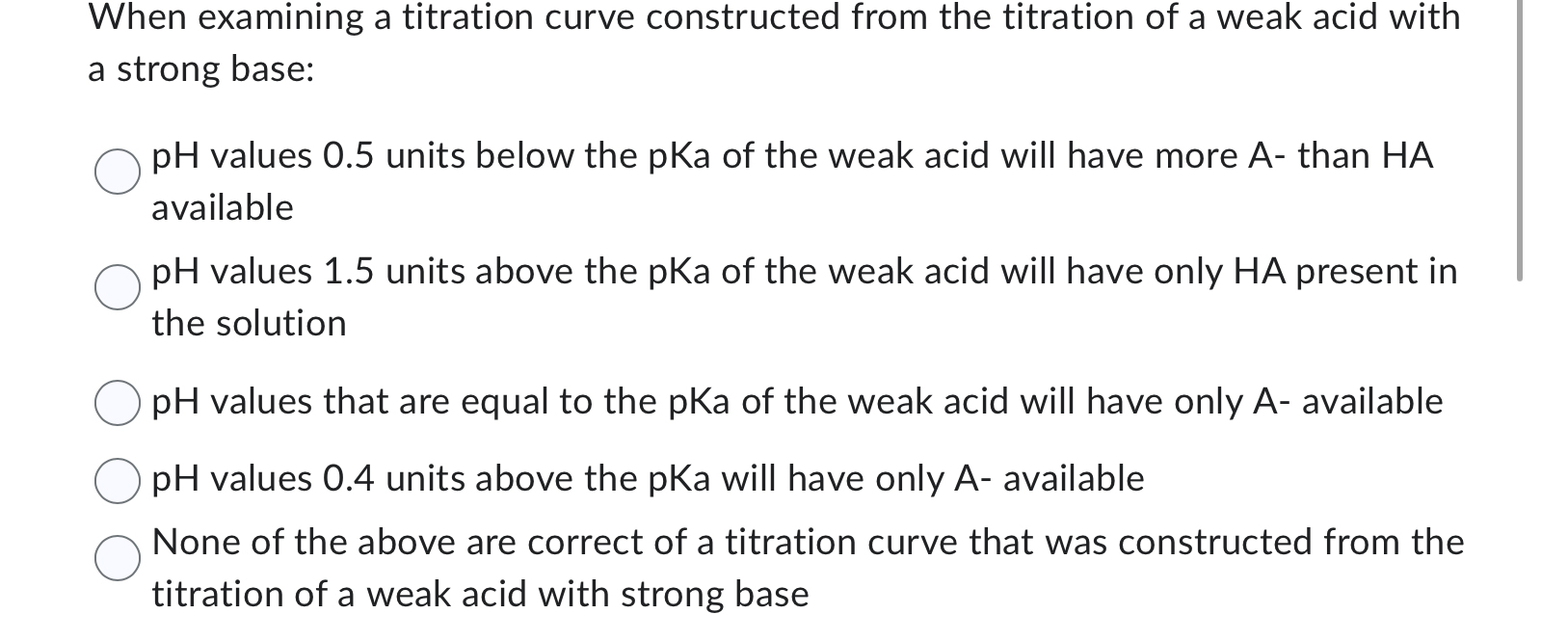 Solved When examining a titration curve constructed from the | Chegg.com