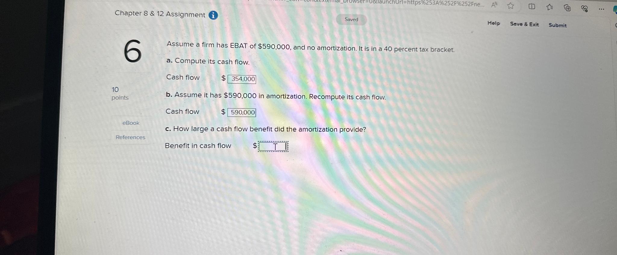 Solved Chapter 8 ﻿& 12 ﻿Assignment (iHelp Save & Exit | Chegg.com
