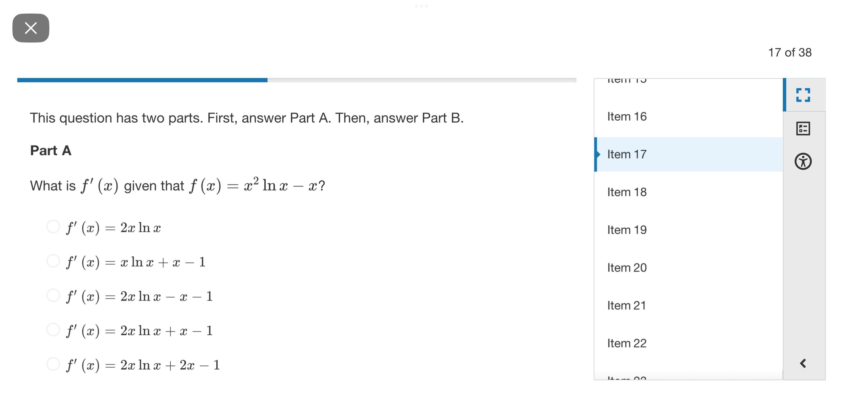 Solved 17 ﻿of 38This question has two parts. First, answer | Chegg.com