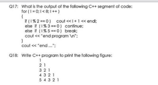 Solved Q17: What is the output of the following C++ segment | Chegg.com