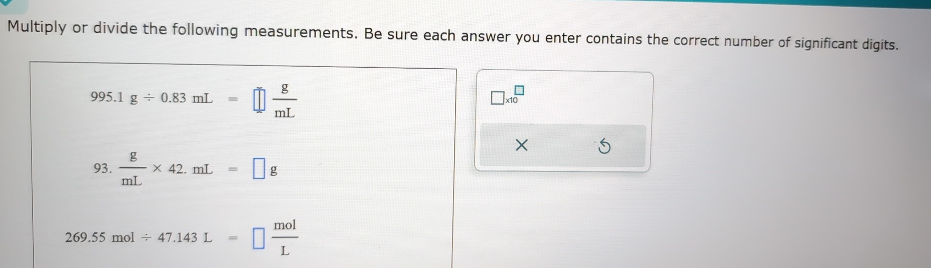 Solved Multiply or divide the following measurements. Be | Chegg.com