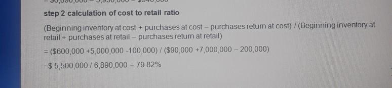 Solved step 2 calculation of cost to retail ratio (Beginning | Chegg.com