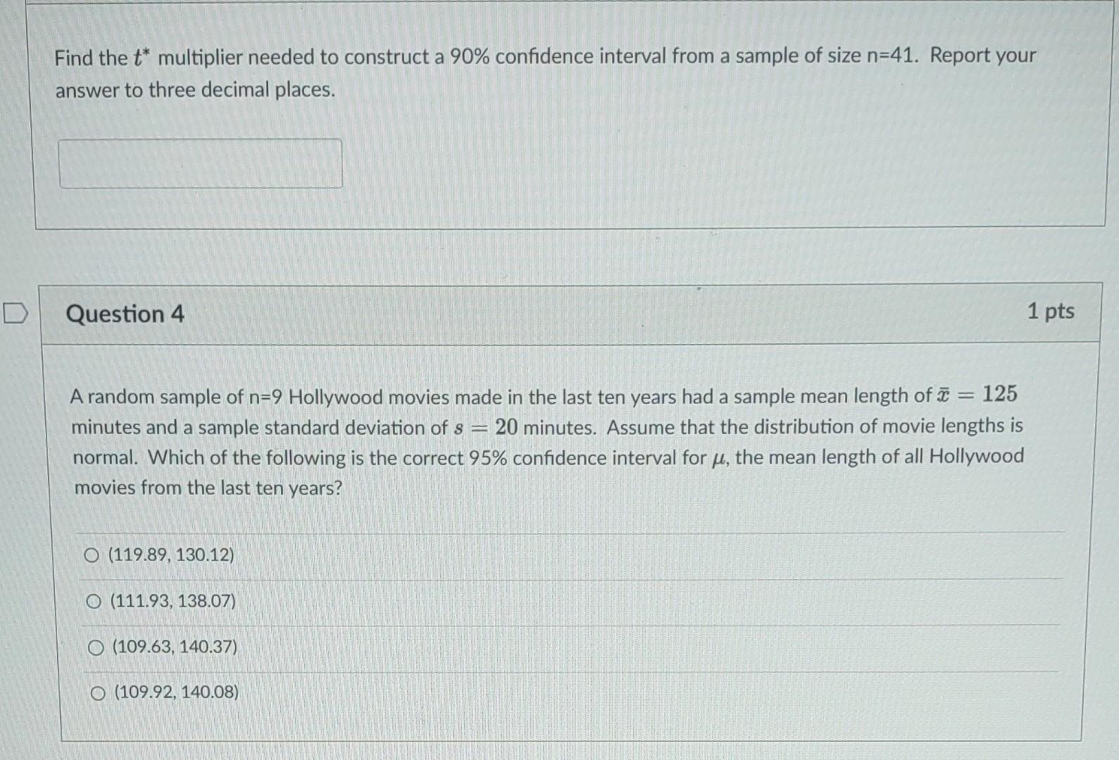 Solved Find the t∗ multiplier needed to construct a 90% | Chegg.com