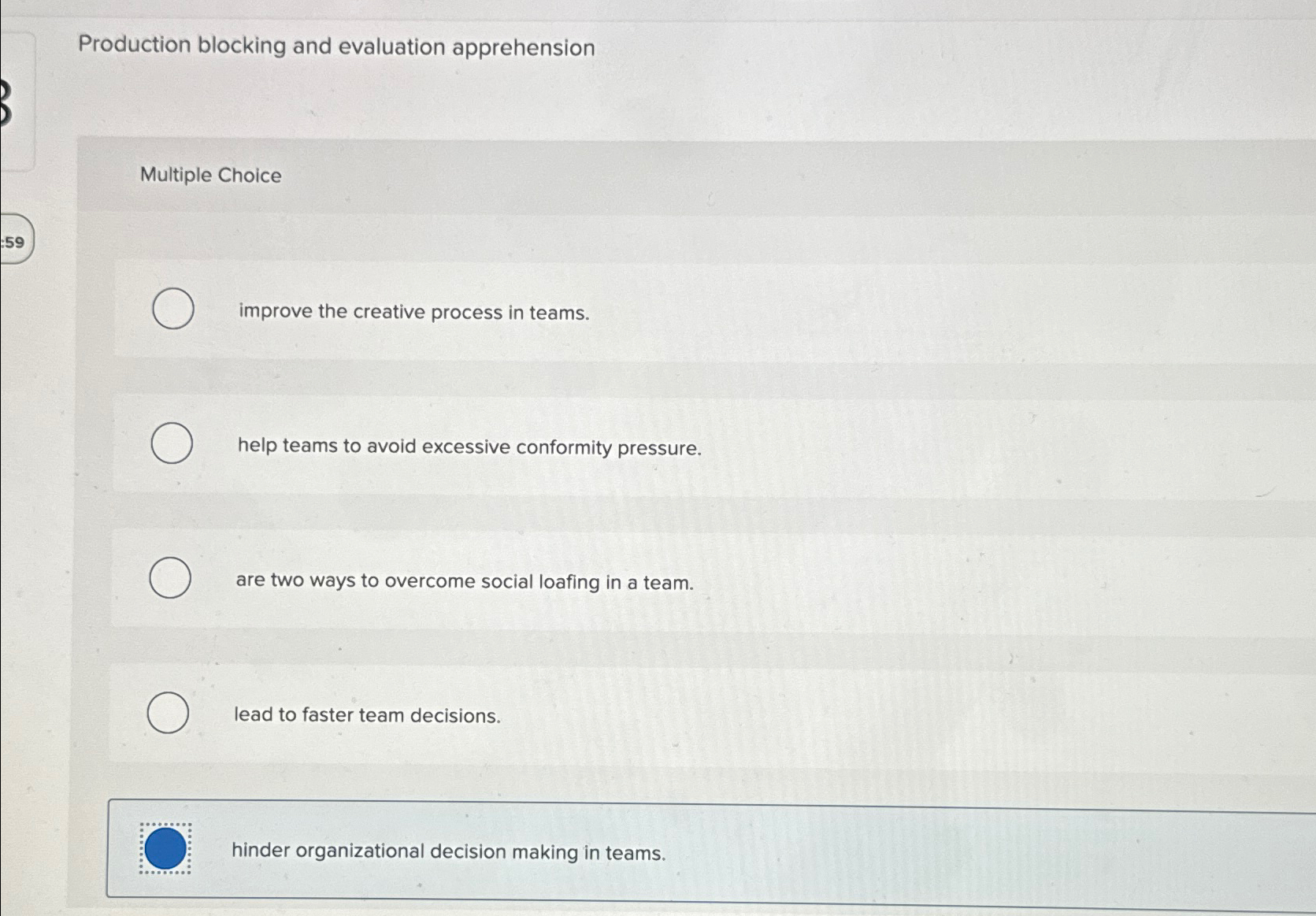 Solved Production blocking and evaluation | Chegg.com