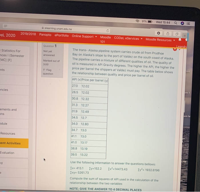 Solved 91% Wed 15:44 mul elearning.unam.edu.na eL 2020 | Chegg.com