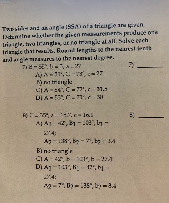 Solved Find the area of the triangle having the given | Chegg.com