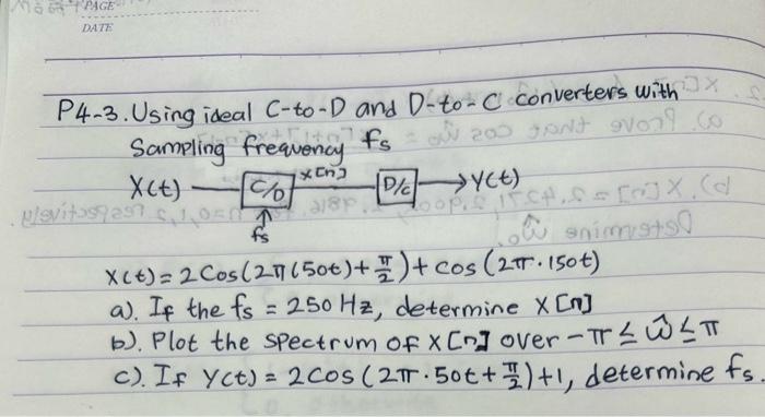 Solved Signal and systemsP4.3) Using ideal C to D and D to C | Chegg.com
