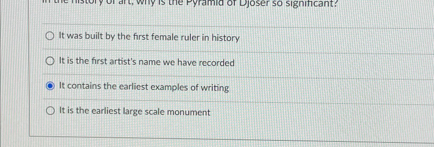 Solved It was built by the first female ruler in historyIt | Chegg.com