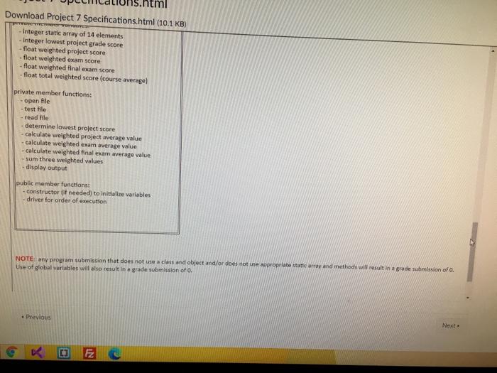Solved 7 Specifications.html (10.1 KB) Using OOP, write a | Chegg.com