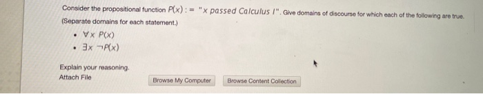 Solved Consider the propositional function P(x): = "x passed | Chegg.com