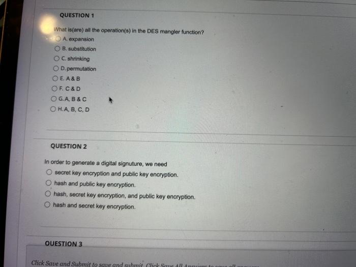 Solved What is(are) all the operation(s) in the DES mangler | Chegg.com