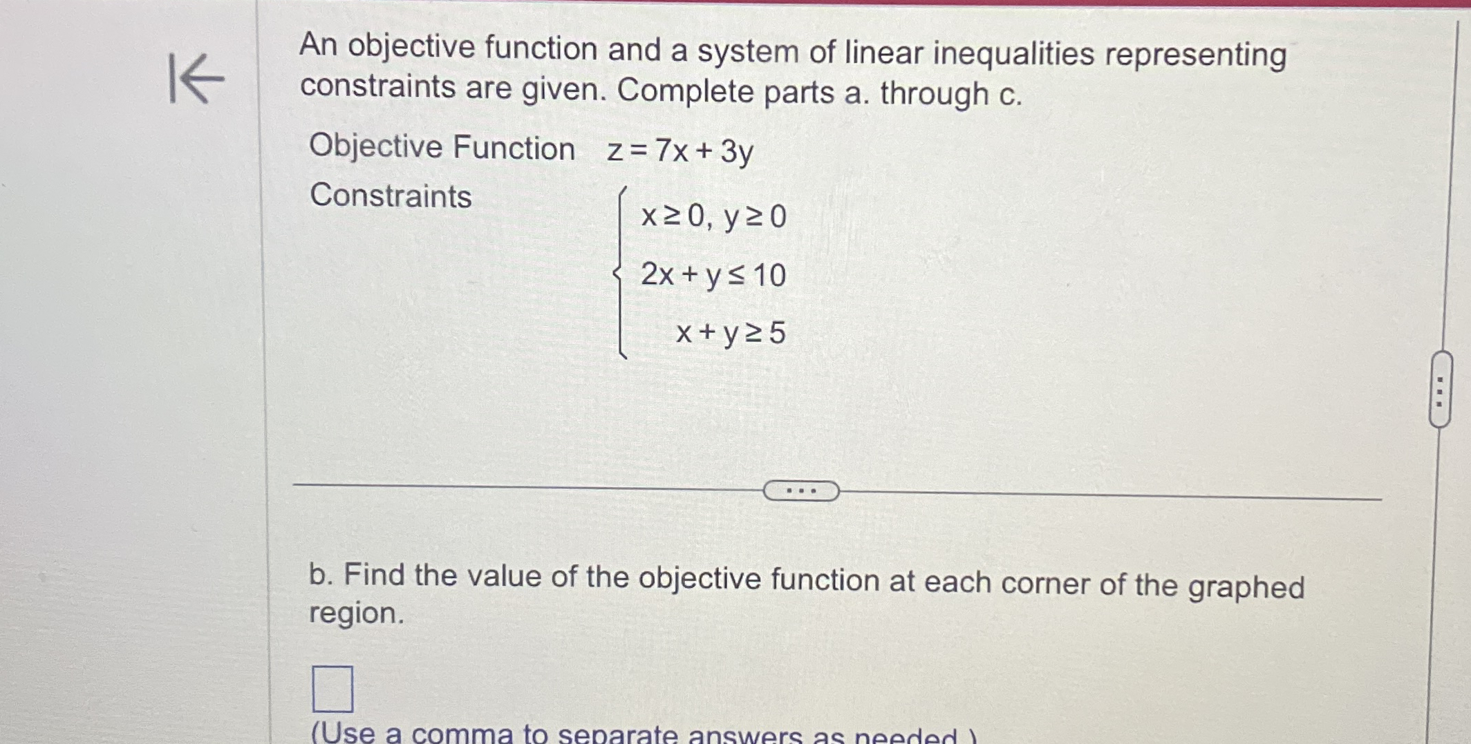 Solved An objective function and a system of linear | Chegg.com