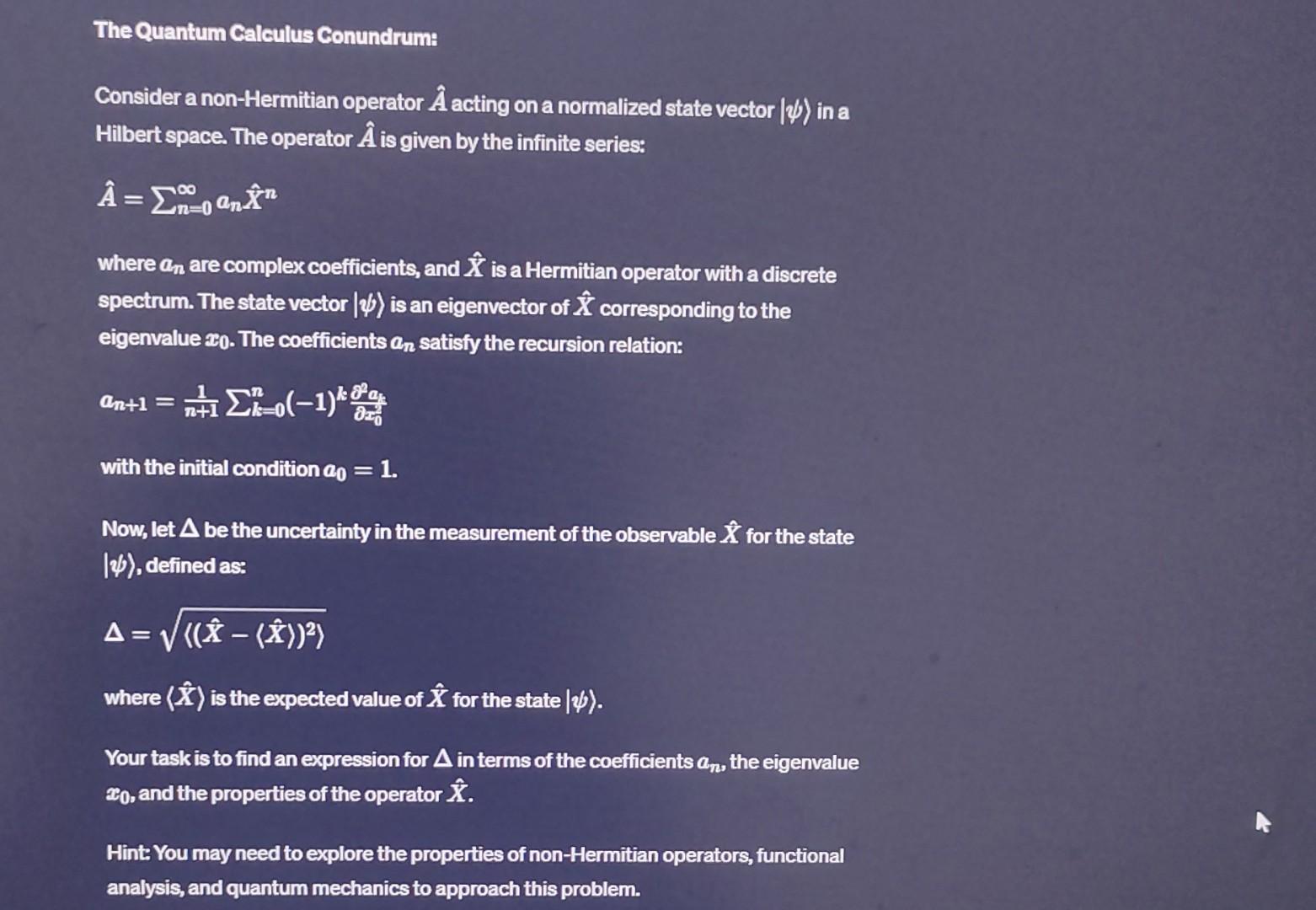 Solved The Quantum Calculus Conundrum: Consider a | Chegg.com