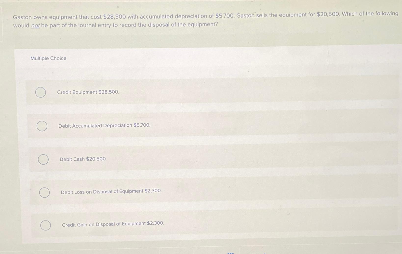 Solved Gaston owns equipment that cost $28,500 ﻿with | Chegg.com