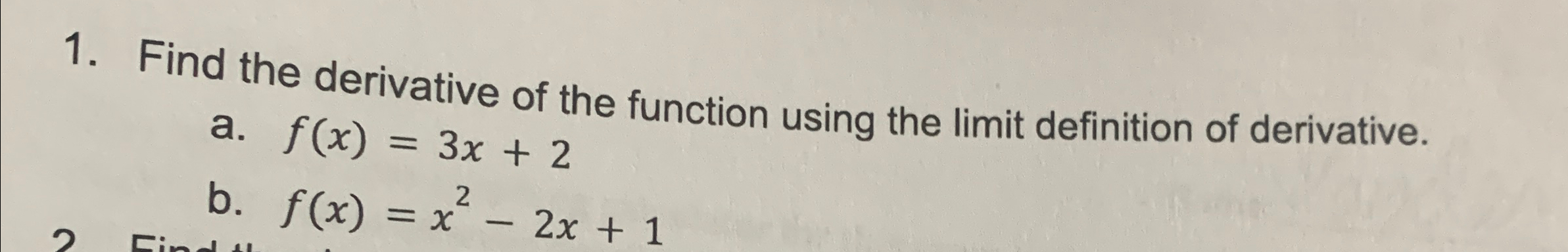 Solved Find the derivative of the function using the limit | Chegg.com