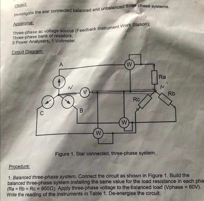 Solved Obiect: Investigate the star connected balanced and | Chegg.com