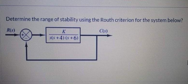 Solved Determine the range of stability using the Routh | Chegg.com