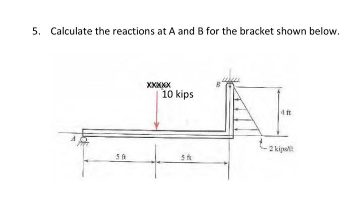 5. Calculate the reactions at A and B for the bracket | Chegg.com