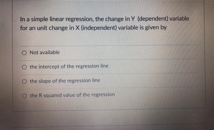Solved In a simple linear regression, the change in Y | Chegg.com