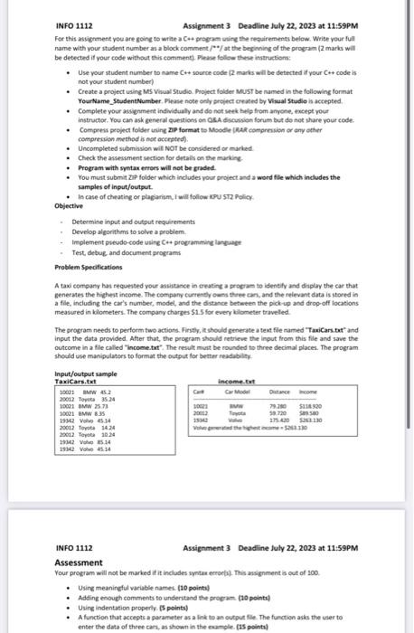 Solved INFO 1112 Assignment 3 Deadline July 22, 2023 at | Chegg.com