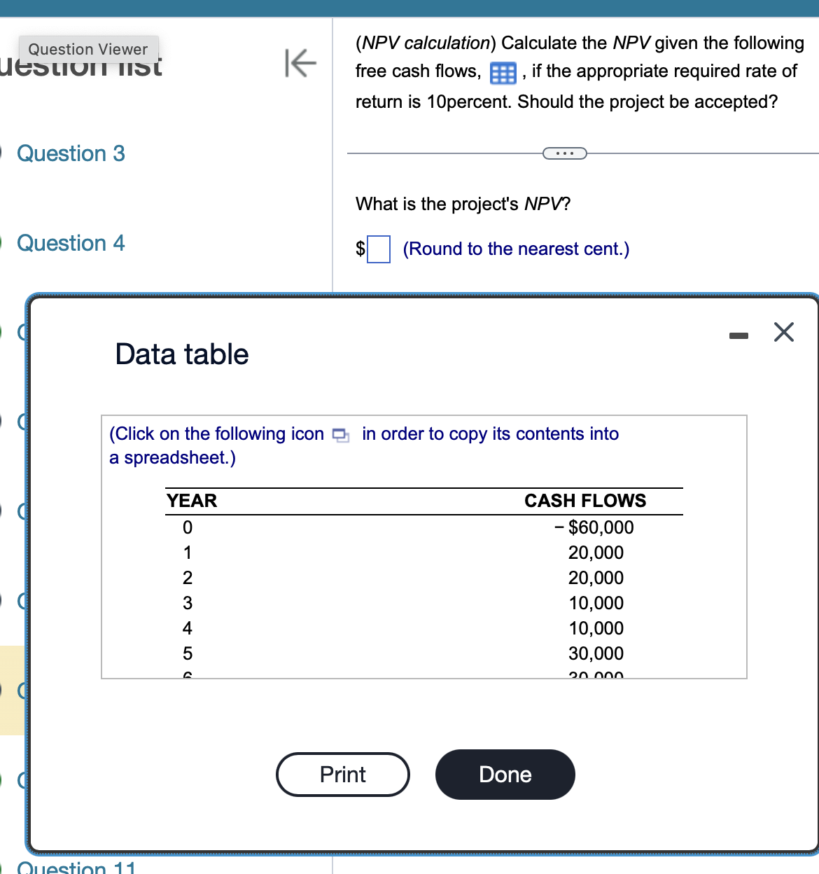 Solved (NPV calculation) ﻿Calculate the NPV given the | Chegg.com
