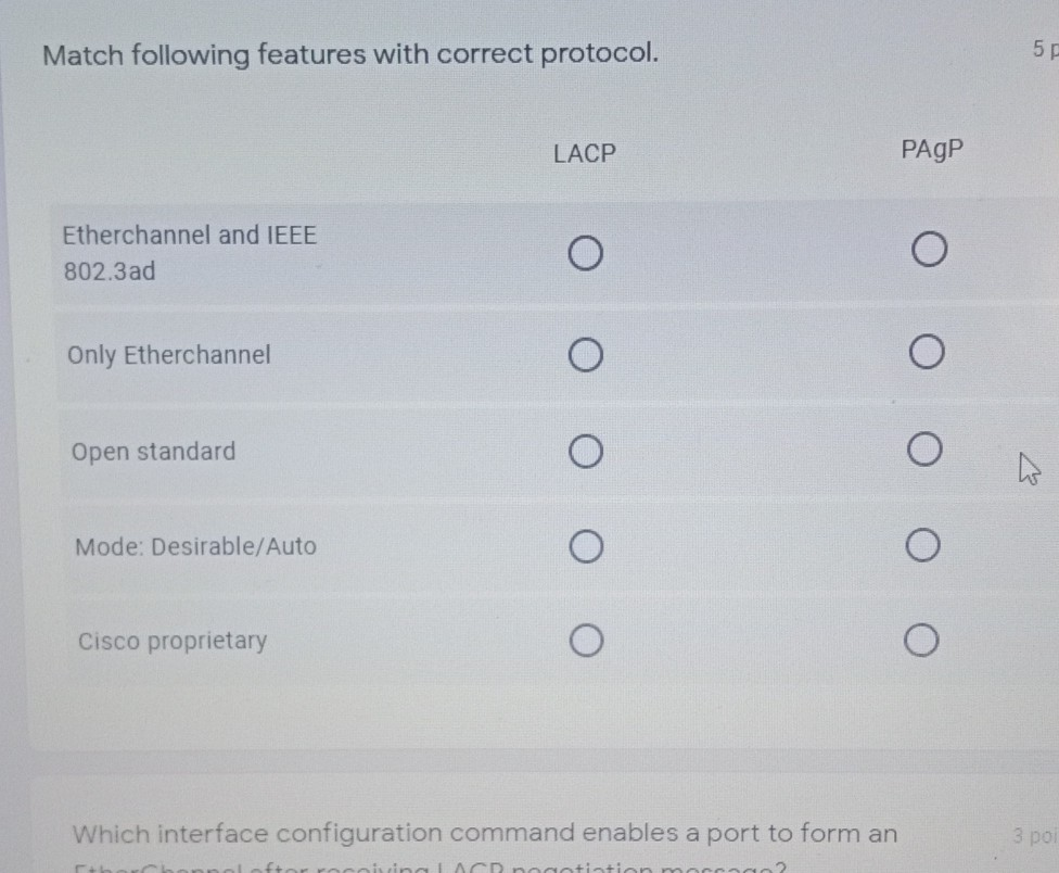 Solved Match following features with correct protocol. 5 | Chegg.com