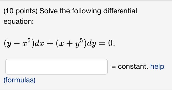 Solved (10 points) Solve the following differential | Chegg.com