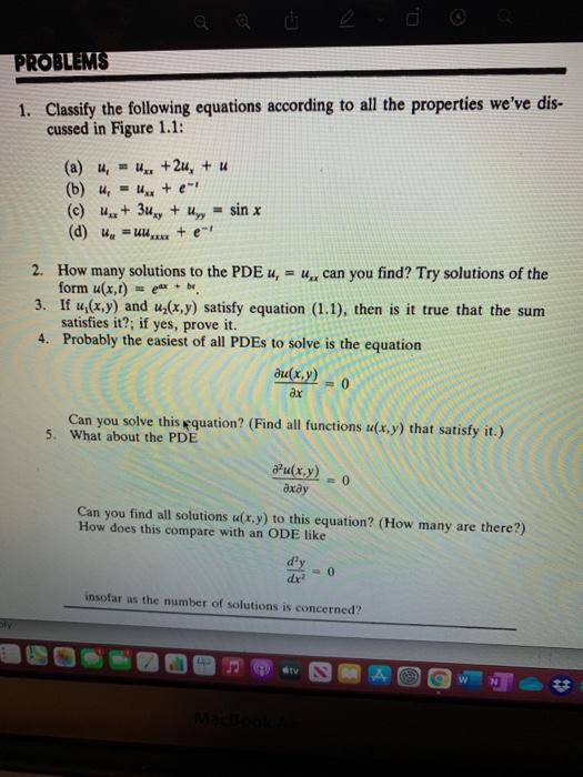 Solved PROBLEMS 1. Classify the following equations | Chegg.com