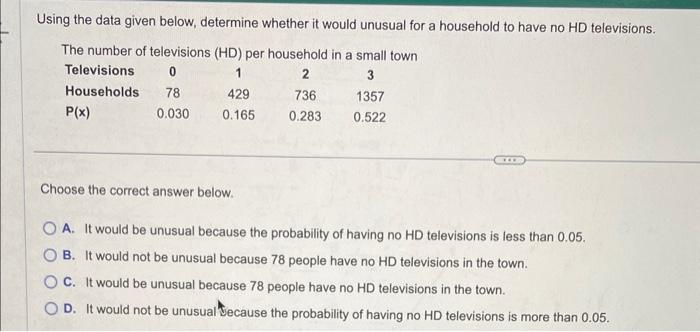 Solved Using the data given below, determine whether it | Chegg.com