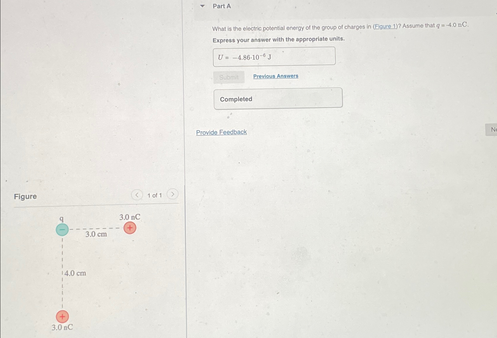 Solved Part AWhat is the electric potential energy of the | Chegg.com