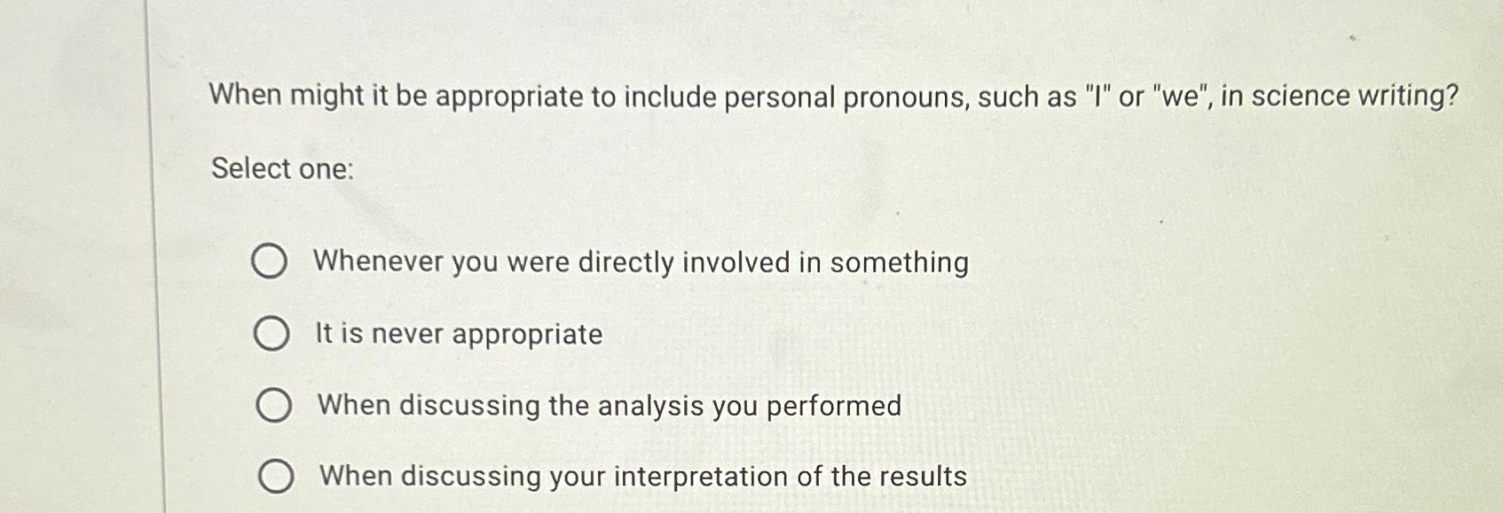 Solved When might it be appropriate to include personal | Chegg.com