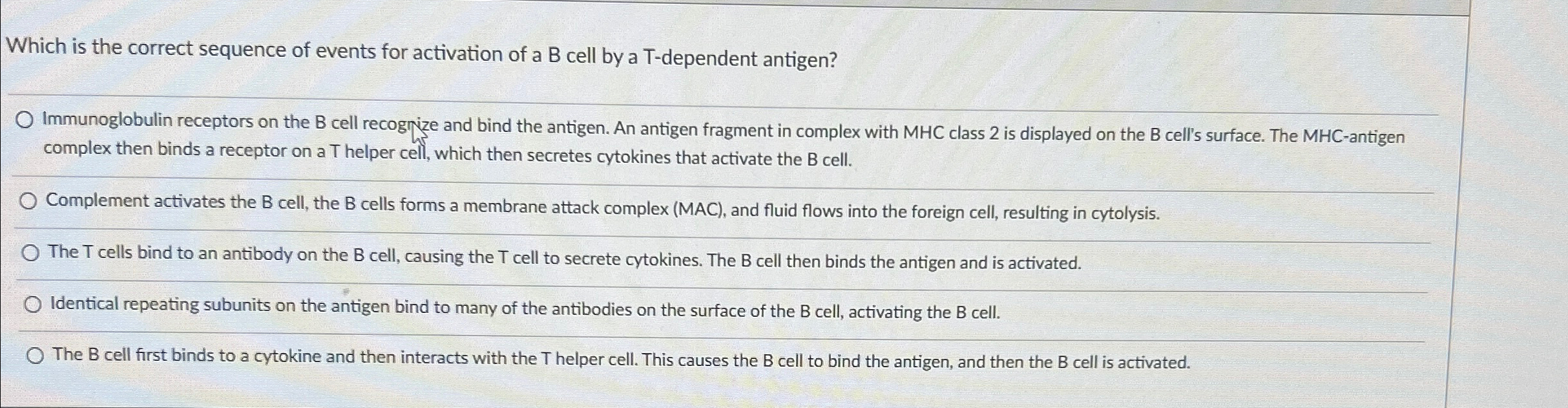 Solved Which is the correct sequence of events for | Chegg.com