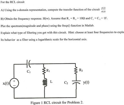 For the RCL circuit Using the s-domain | Chegg.com