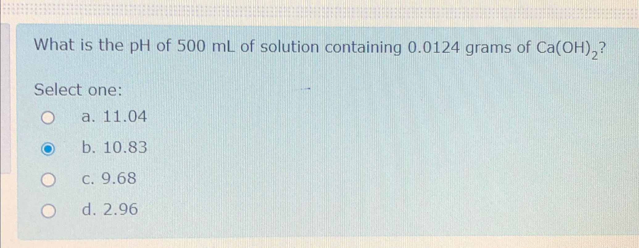 Solved What is the pH ﻿of 500mL ﻿of solution containing | Chegg.com