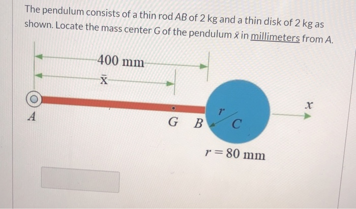 Solved The pendulum consists of a thin rod AB of 2 kg and a | Chegg.com
