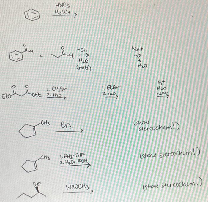 Solved (show stercochem!) (show stercochem!) NaOCH3Br (show | Chegg.com