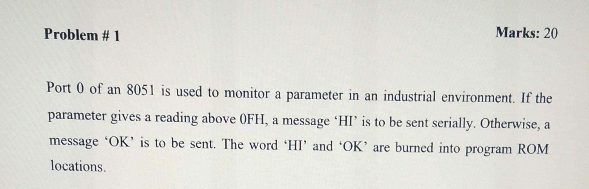 Solved Port 0 of an 8051 is used to monitor a parameter in | Chegg.com