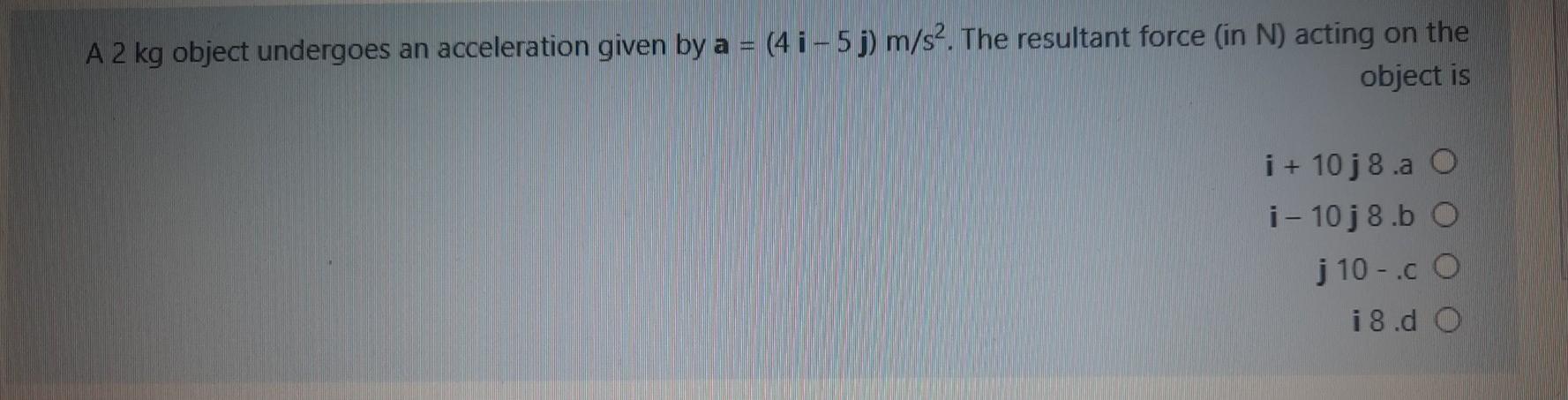 Solved A 2 Kg Object Undergoes An Acceleration Given By A
