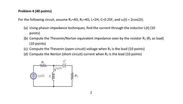 Solved For the following circuit, assume | Chegg.com