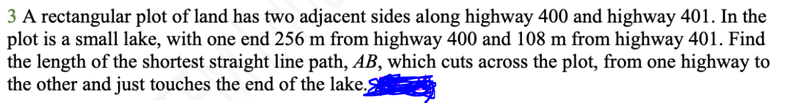 3 ﻿A rectangular plot of land has two adjacent sides | Chegg.com