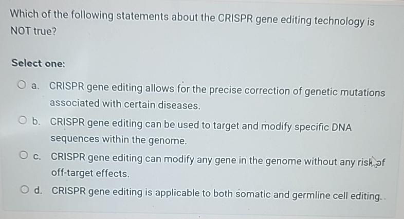 Solved Which of the following statements about the CRISPR | Chegg.com