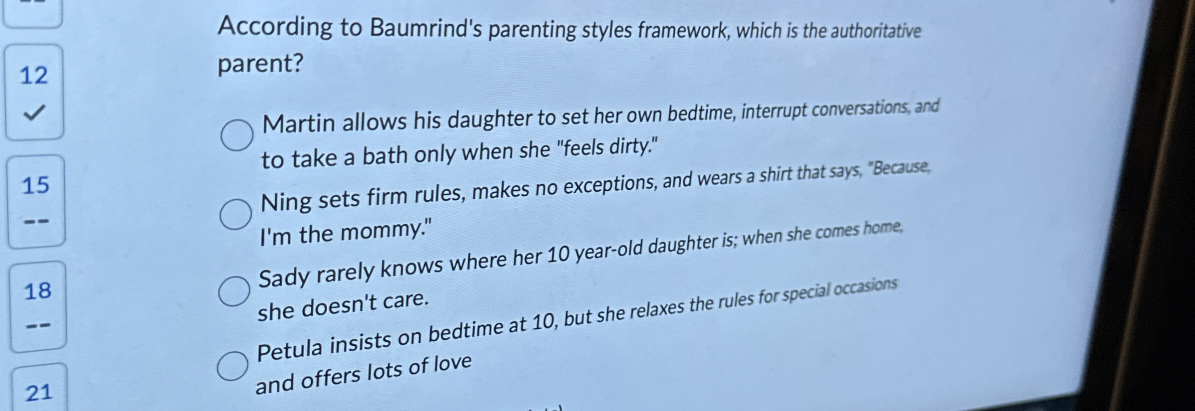 Solved According to Baumrind's parenting styles framework, | Chegg.com