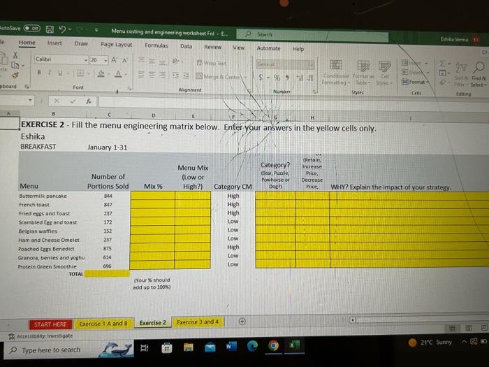 EXERCISE 1 A: Adjust AP prices into EP prices where | Chegg.com