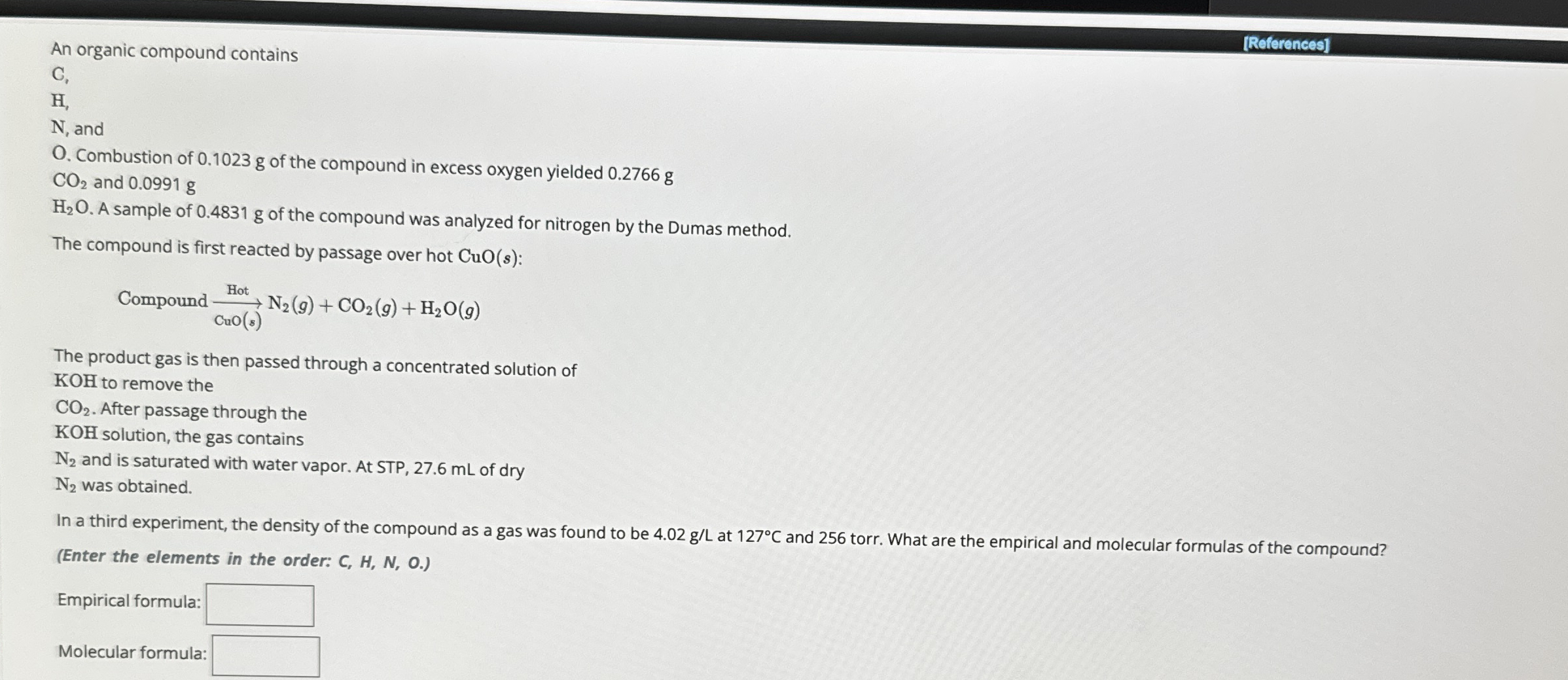 Solved An organic compound contains[References]C,H,N , | Chegg.com