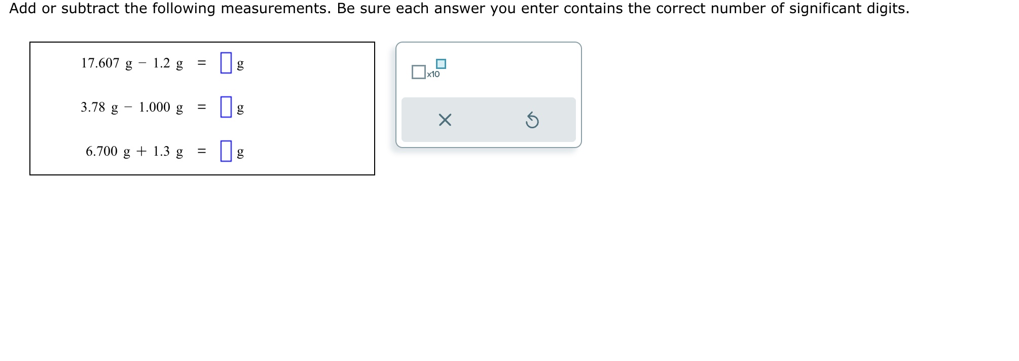 Solved Add or subtract the following measurements. Be sure | Chegg.com