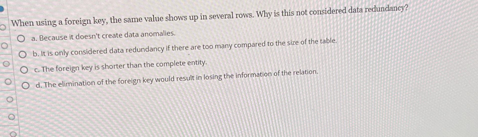 Solved When using a foreign key, the same value shows up in | Chegg.com