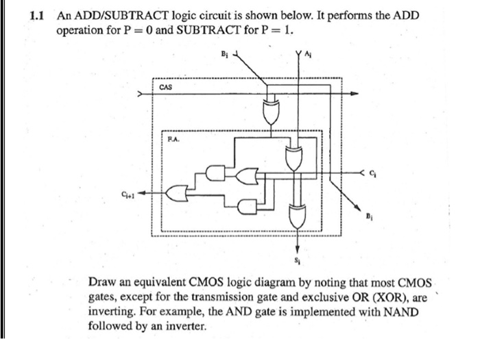 Solved 1.1 An ADD/SUBTRACT logic circuit is shown below. It | Chegg.com